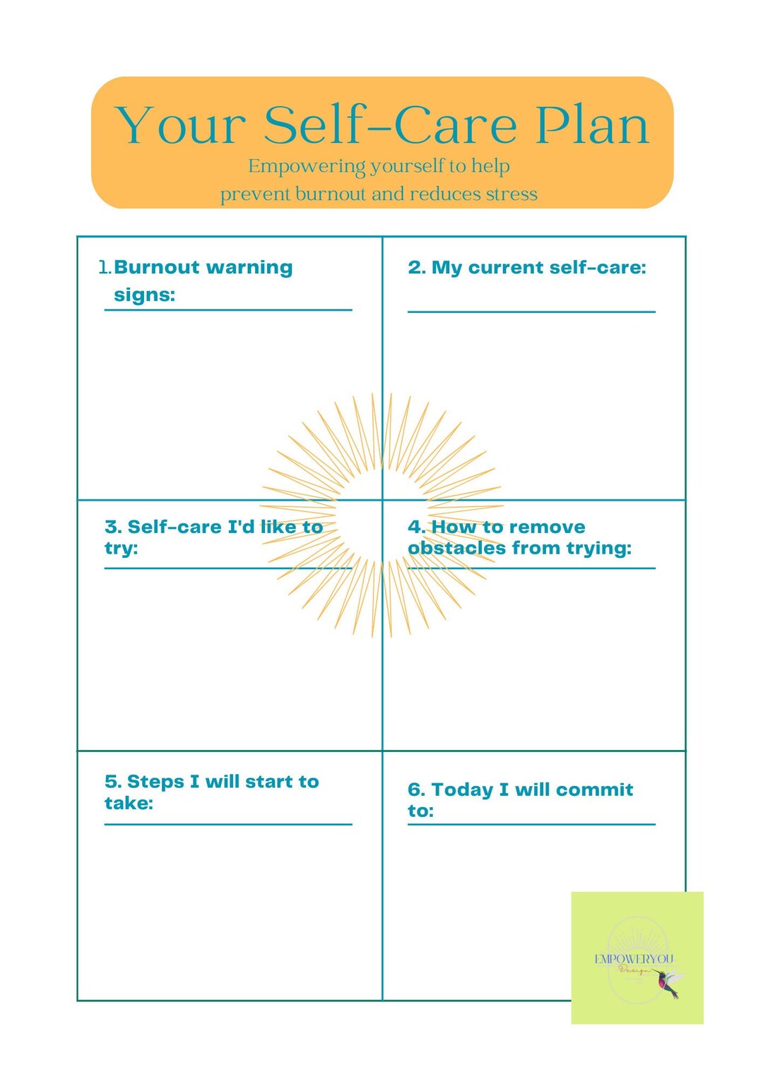 Self-care With Goal Plan - Etsy