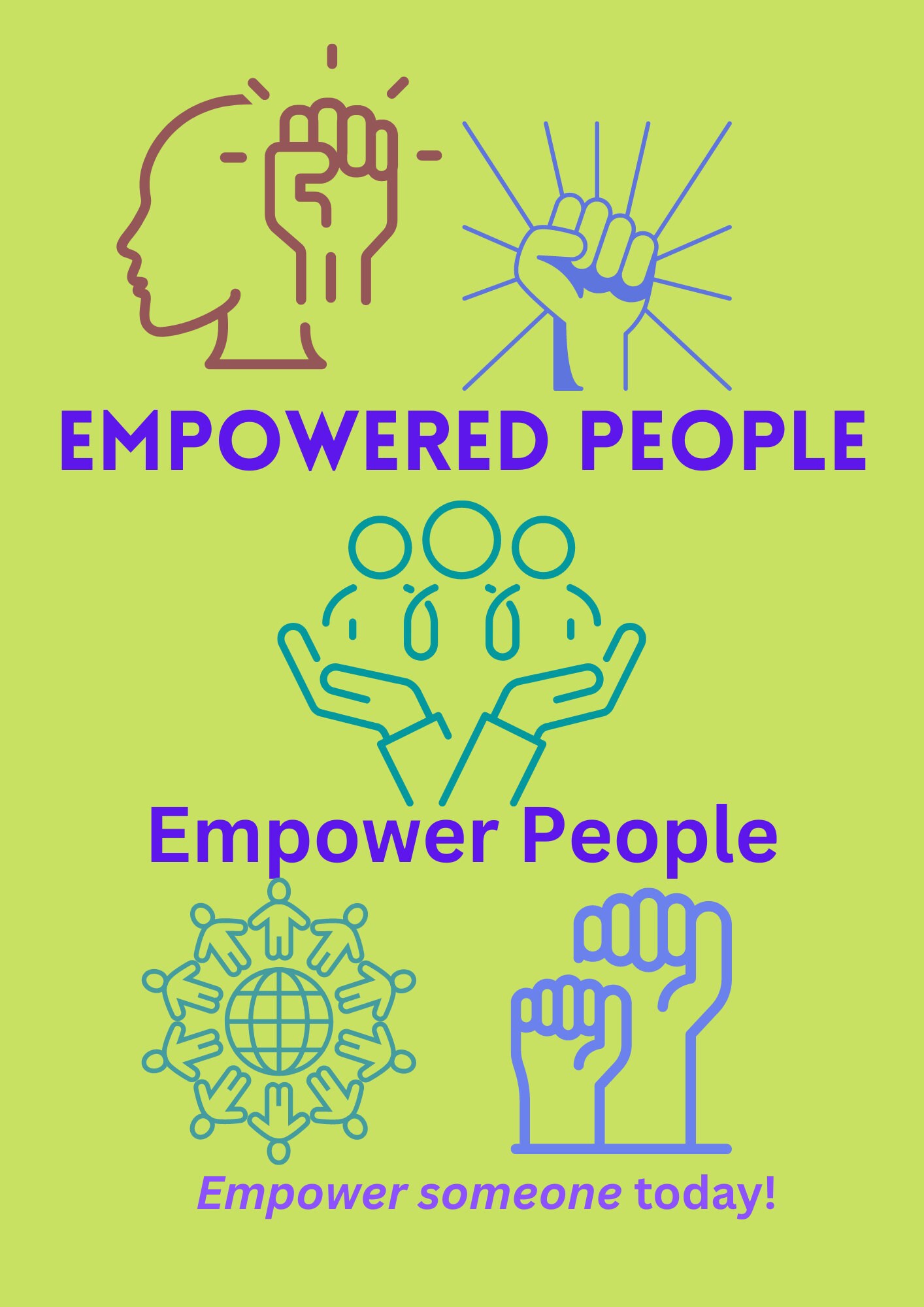 3 Empowered People Empower People With Call for Action 8x11" Digital ...