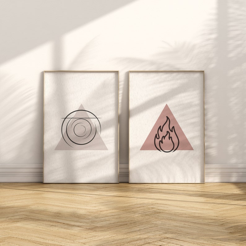Four Elements Wall Art Set of 4, Water, Air, Earth, Fire, 4 Elements ...