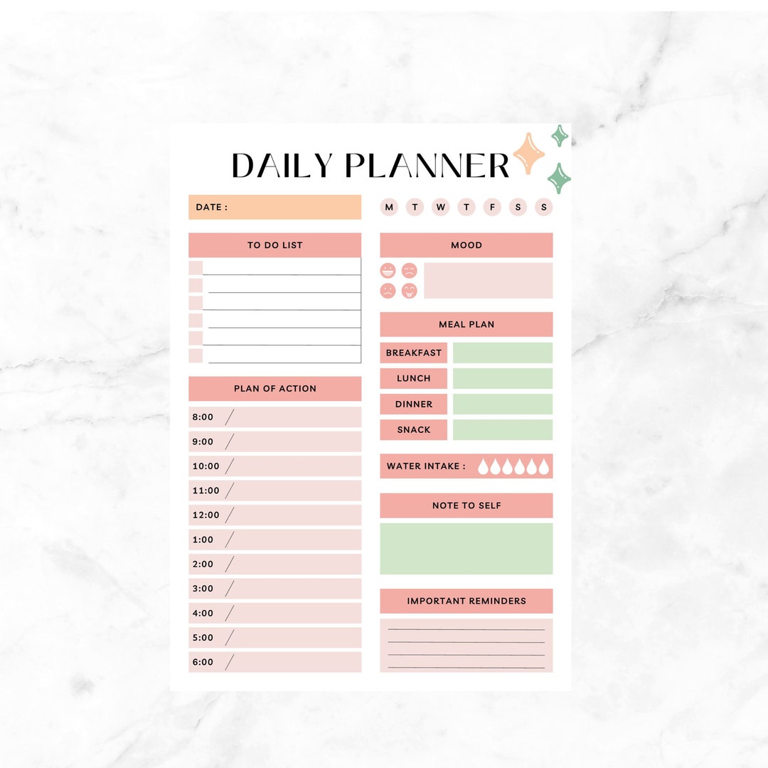 Daily Planner Organize Schedule Tasks Appointments Events Physical ...