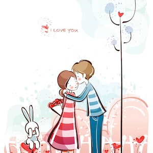 Set of 10 Romantic Love Couple Cartoon Collection 4, Illustration ...