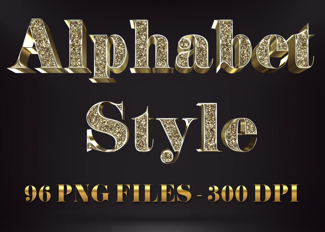 3D Glamor Gold Glitter Alphabet PNG, Deluxe Alphabet Clipart, Gold ...