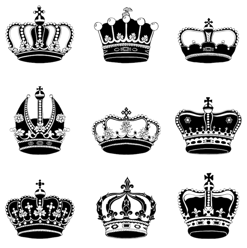 Royal Crowns Illustration Set, Clipart , Instant Download , Digital ...