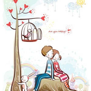 Set of 10 Romantic Love Couple Cartoon Collection 4, Illustration ...