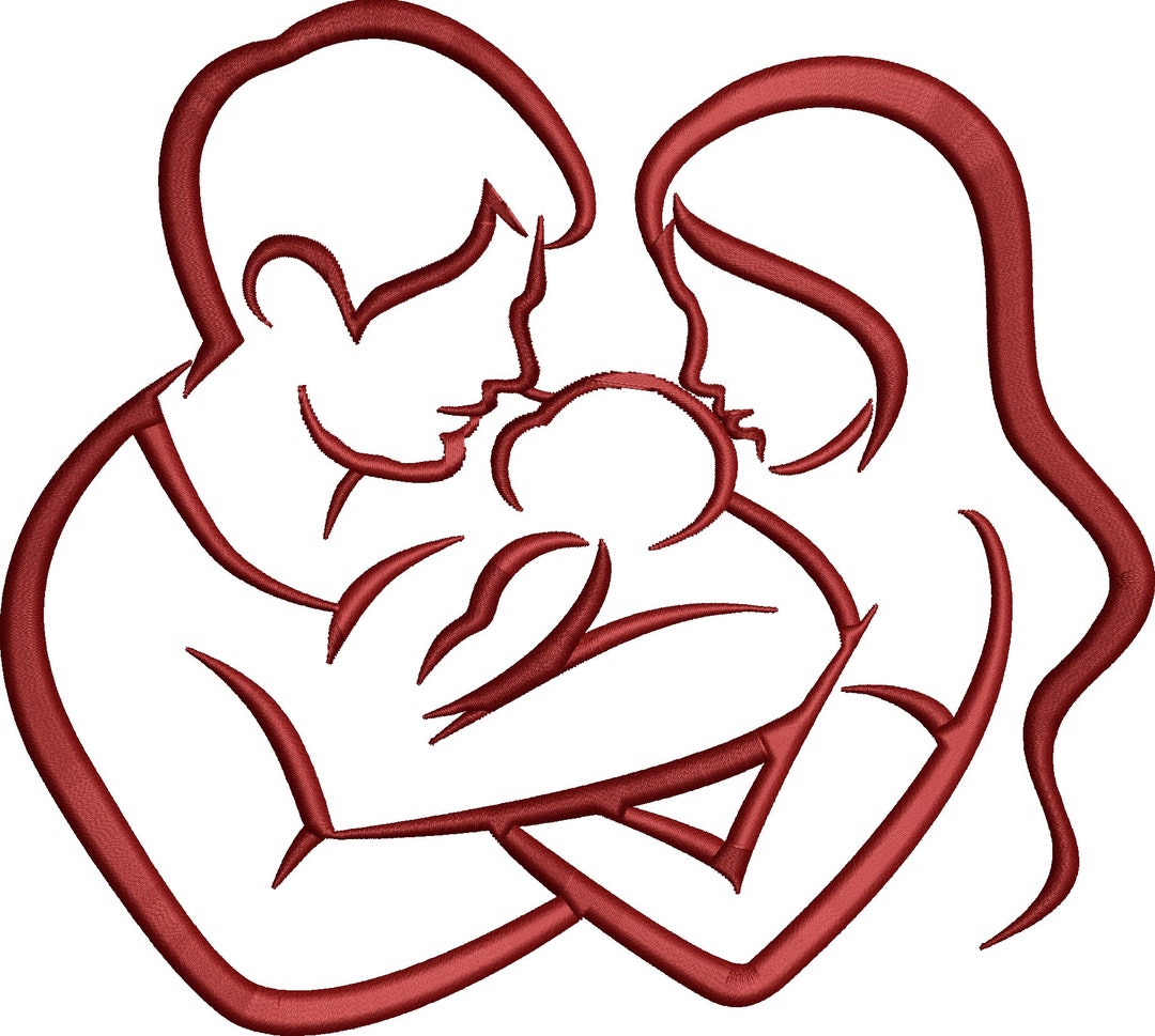 5 Sizes Family Love Embroidery - Couple Holding Their Baby Machine ...