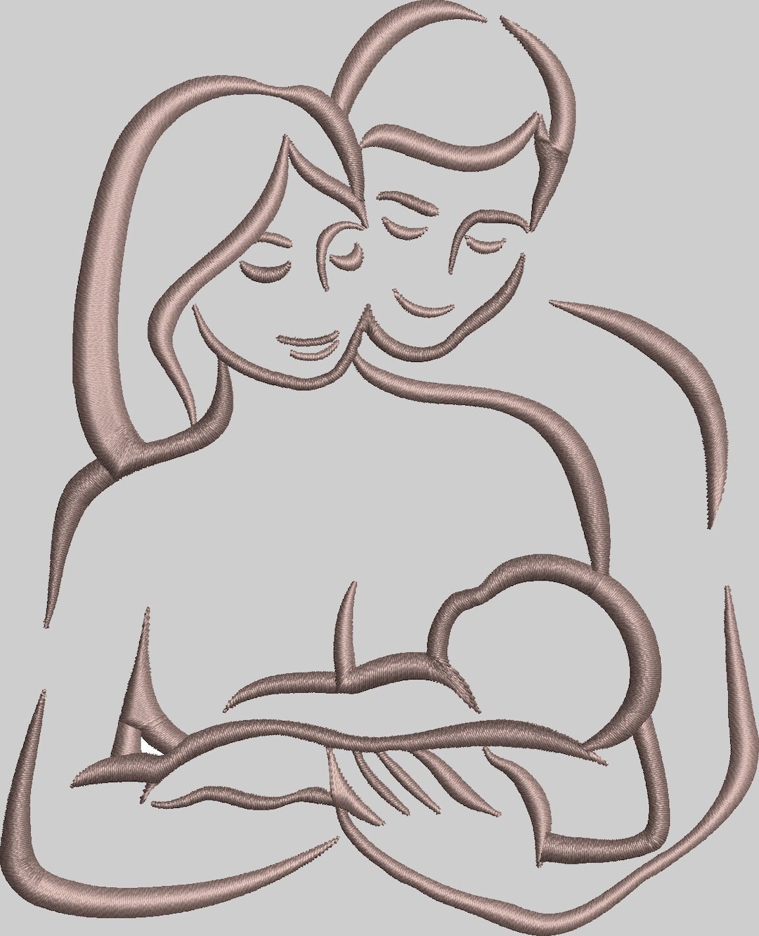 6 Sizes Family Love Embroidery Design - Couple Holding Their Baby ...