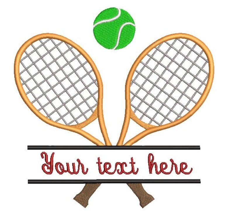 Tennis Rackets Split Monogram Embroidery Design - Tennis Embroidery ...