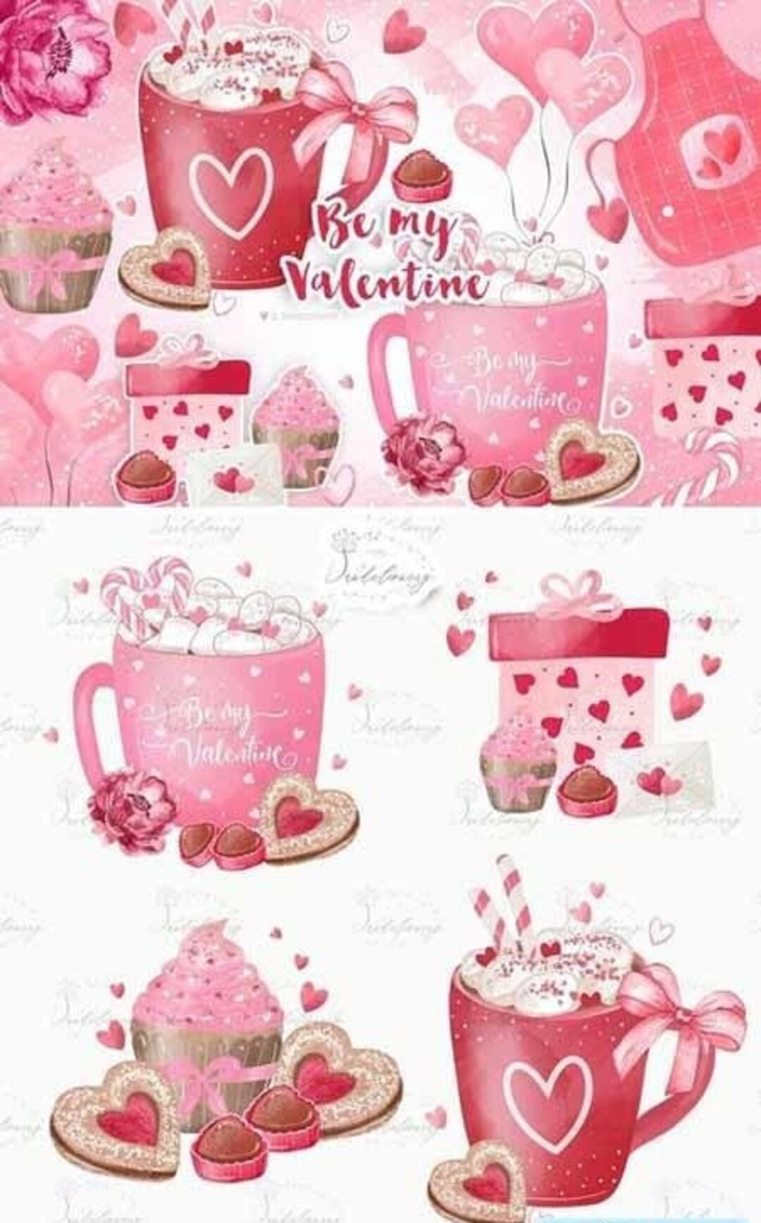 Be My Valentine Clipart, 22 PNG, SVG Instant Download , Digital ...