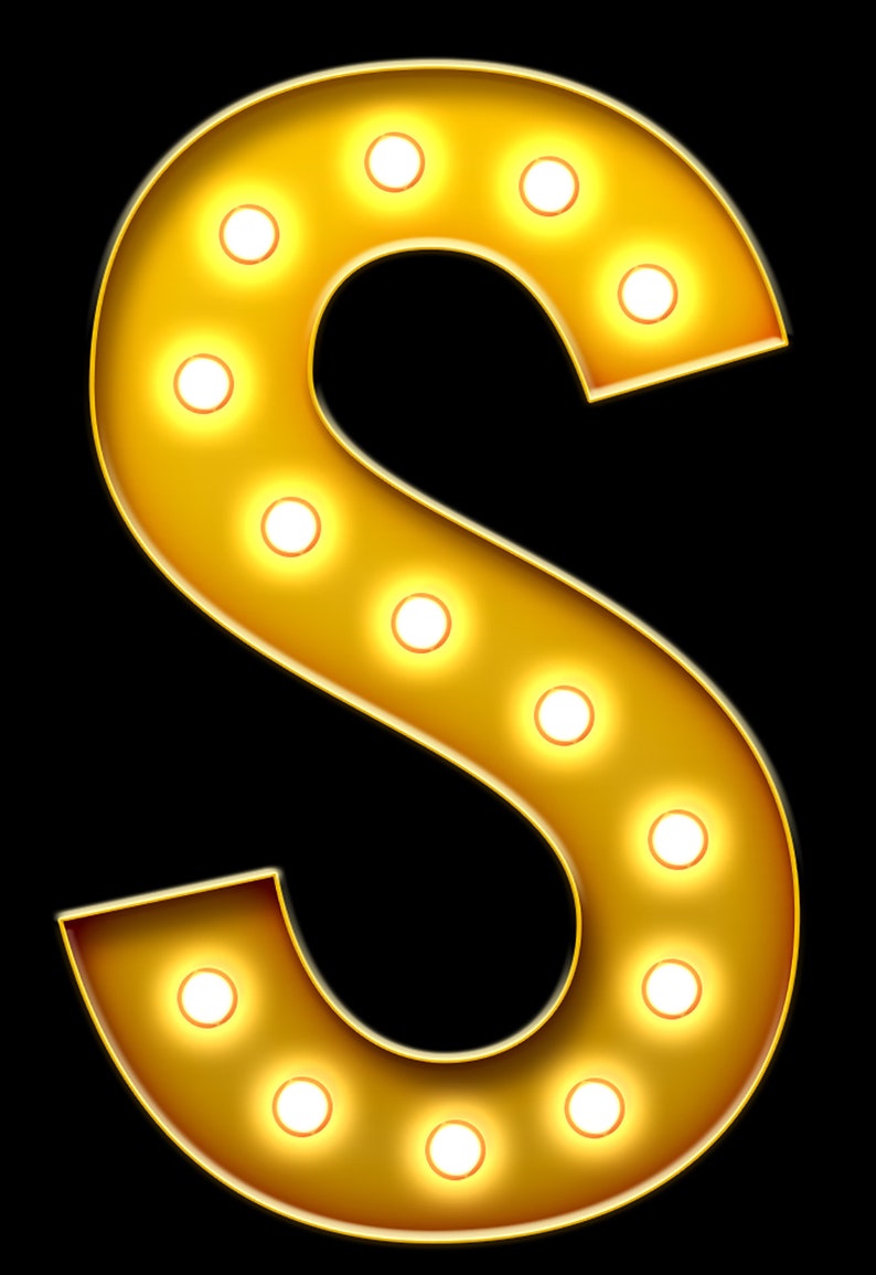 Retro Marquee Lights Alphabet PNG, Marquee Lights Letter Clipart, 29 ...