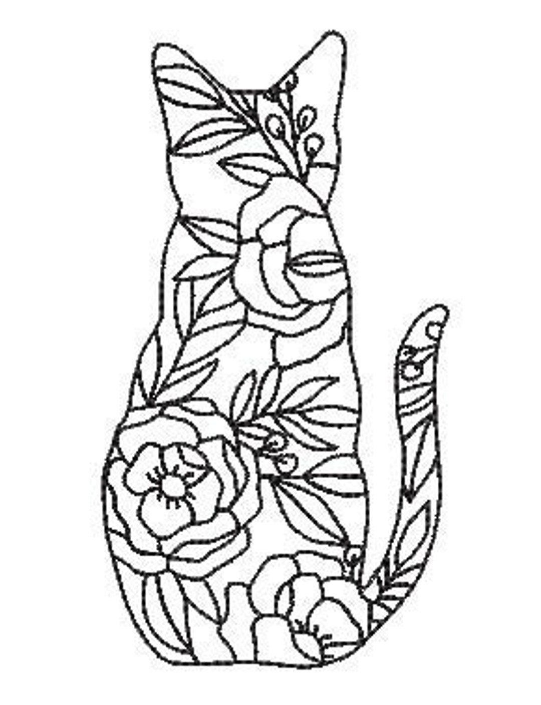 Floral Cat Embroidery Design, Animal Embroidery Design, Cat Machine ...
