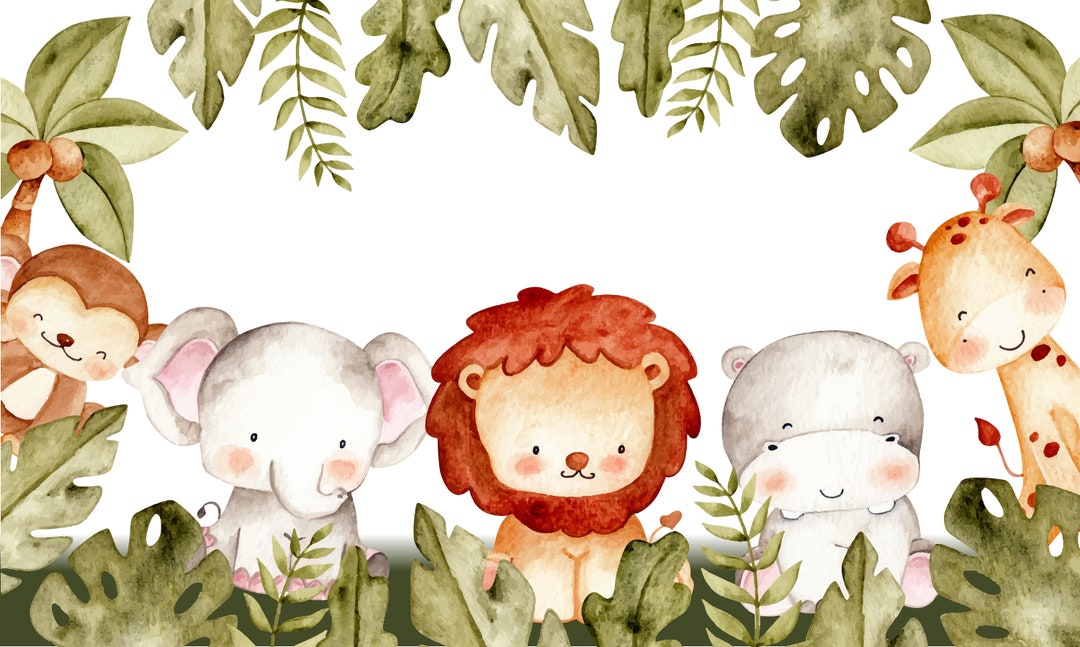 Safari Animals Watercolor Illustration, Clipart , Instant Download ...