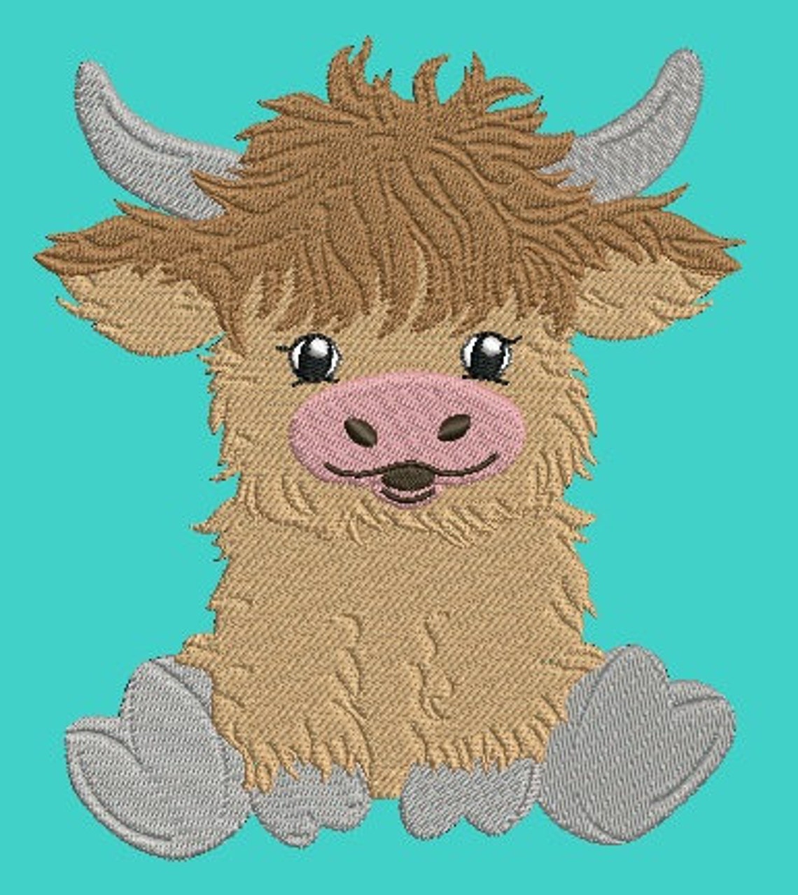 Cute Baby Highland Cow Embroidery Design, Baby Bull Embroidery Design ...