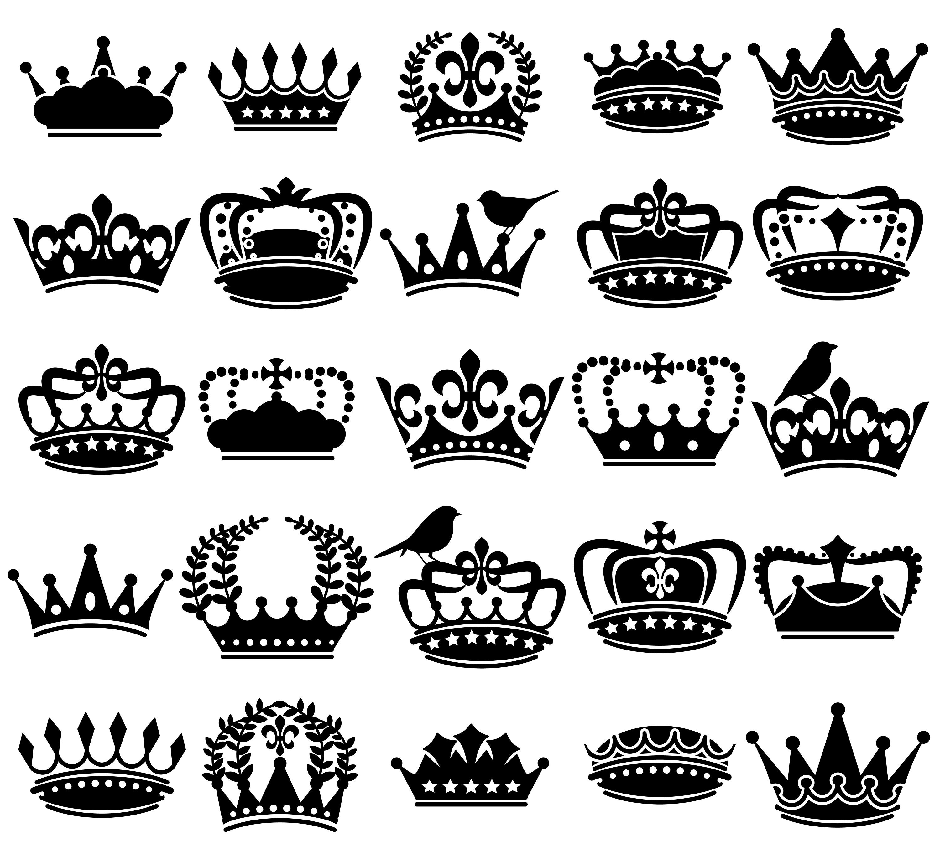 Royal Crowns Illustration Set, Clipart , Instant Download , Digital ...