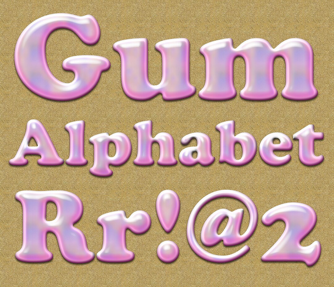 Realistic Bubble Gum Alphabet PNG, Gum Alphabet Clipart, Colorful ...