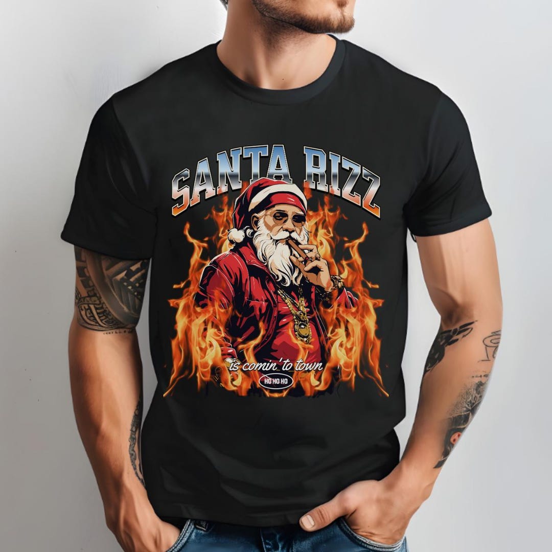 Santa Rizz is Comin' to Town Funny Bootleg Christmas T-shirt - Etsy