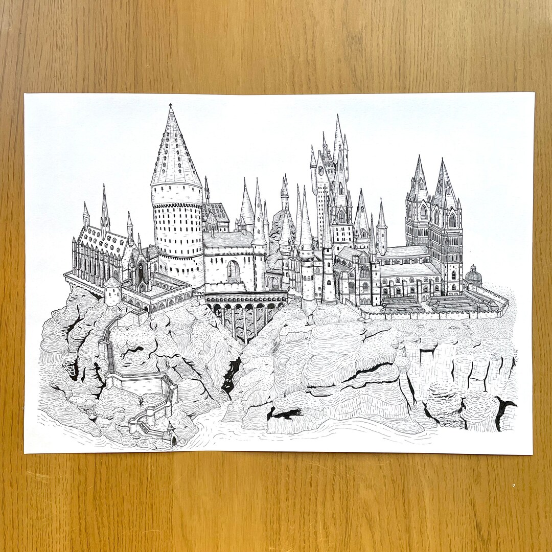 Hogwarts Castle Hand-drawn A3 (from Harry Potter) - Etsy