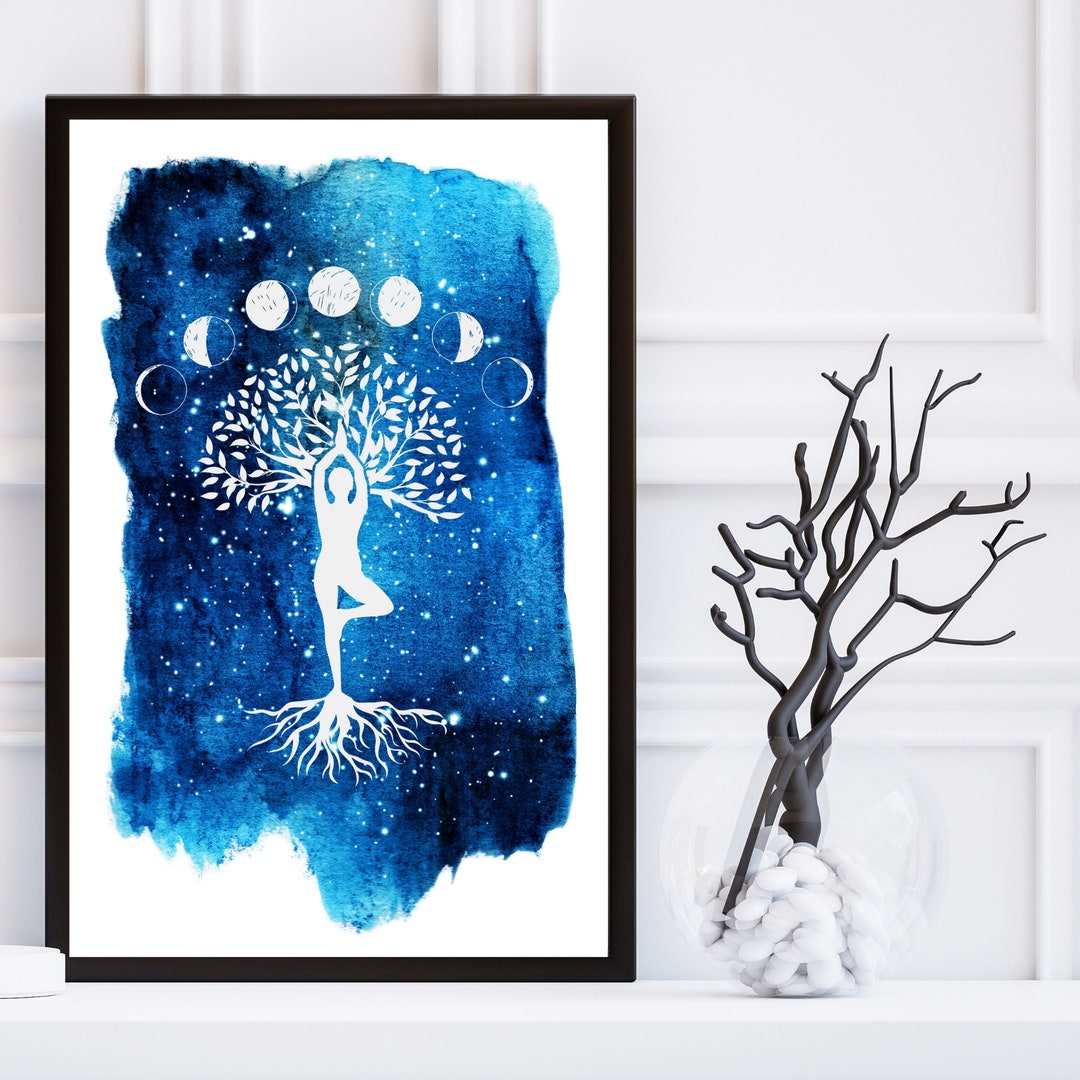 Tree of Life Poster Yoga Studio Decor Moon Phases Night - Etsy
