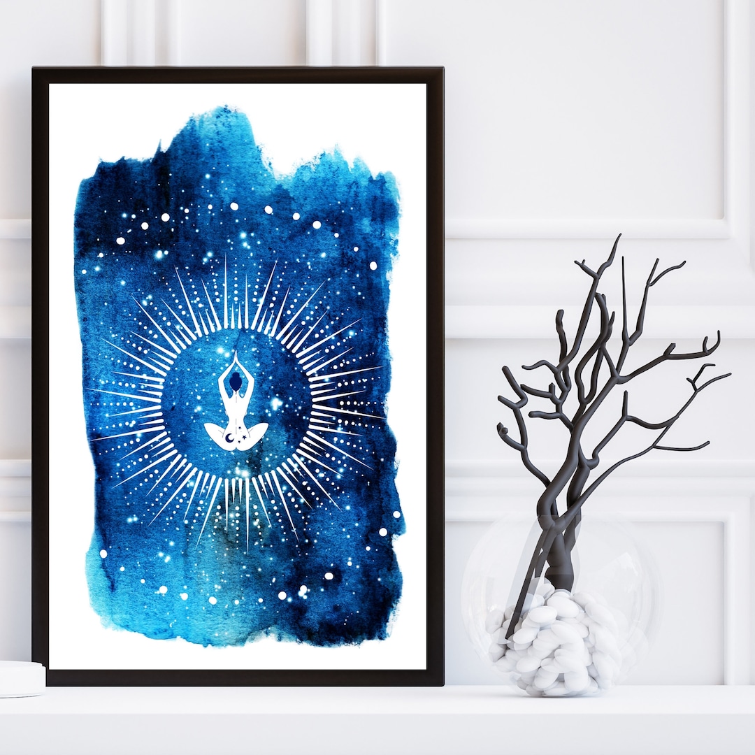 Yoga Studio Decor Lotus Pose Night Sky Meditation Poster - Etsy