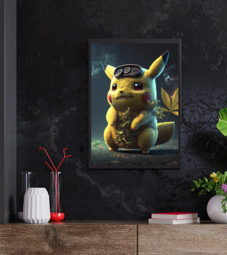 Pikachu Cannabis Poster Pokemon Digital Print High - Etsy