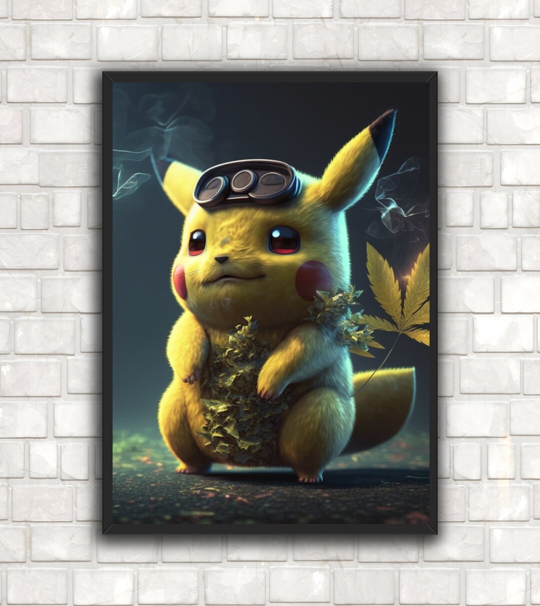 Pikachu Cannabis Poster Pokemon Digital Print High Resolution Wall Art ...