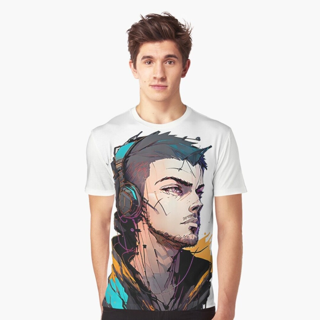 Headphone Gamer Guy Shirt, Anime Apparel - Etsy