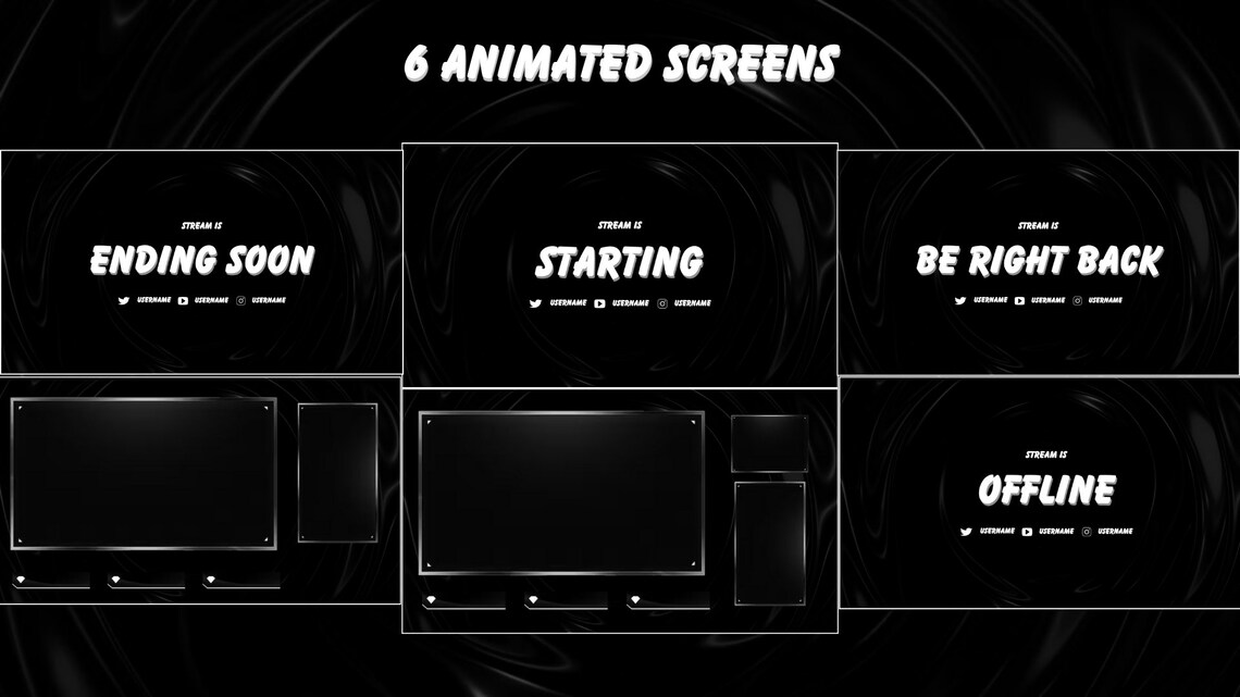 Black and White Stream Overlays Minimal Animated Stream Overlays Twitch ...
