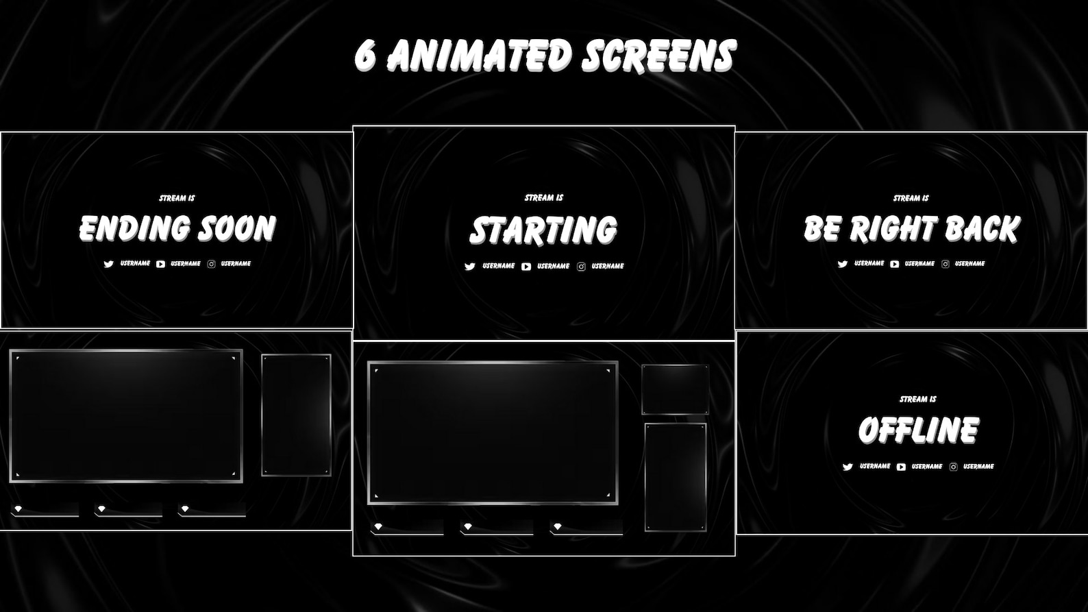 Black and White Stream Overlays Minimal Animated Stream Overlays Twitch ...