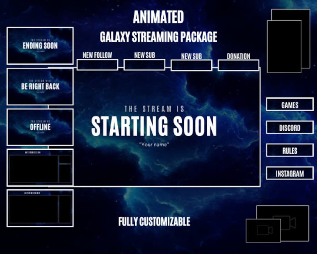 Animated Overlay for Twitch Overlays Screens for Twitch Galaxy Overlays ...