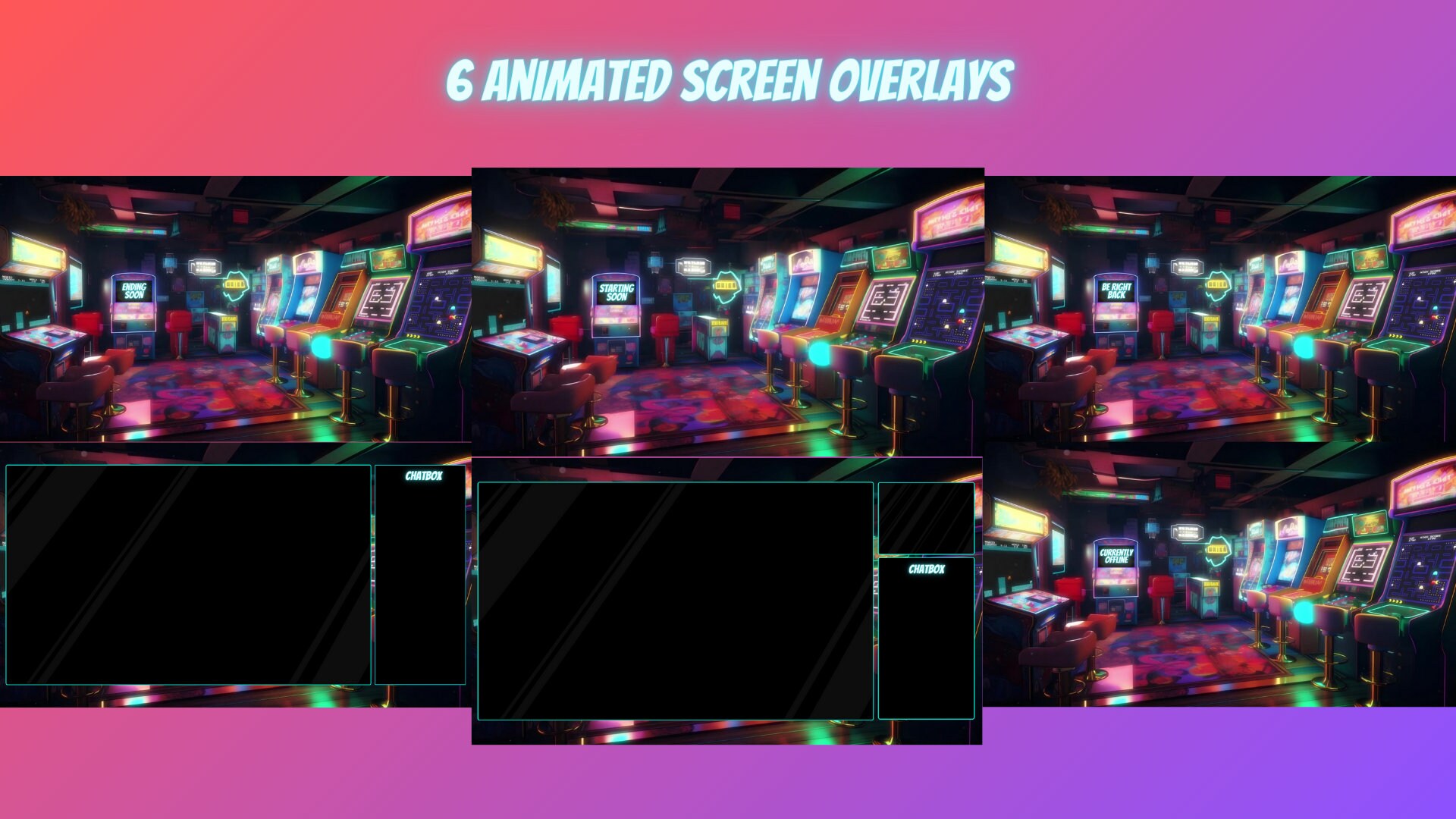 Fully Customizable Arcade Themed Animated Streaming Overlays *includes ...