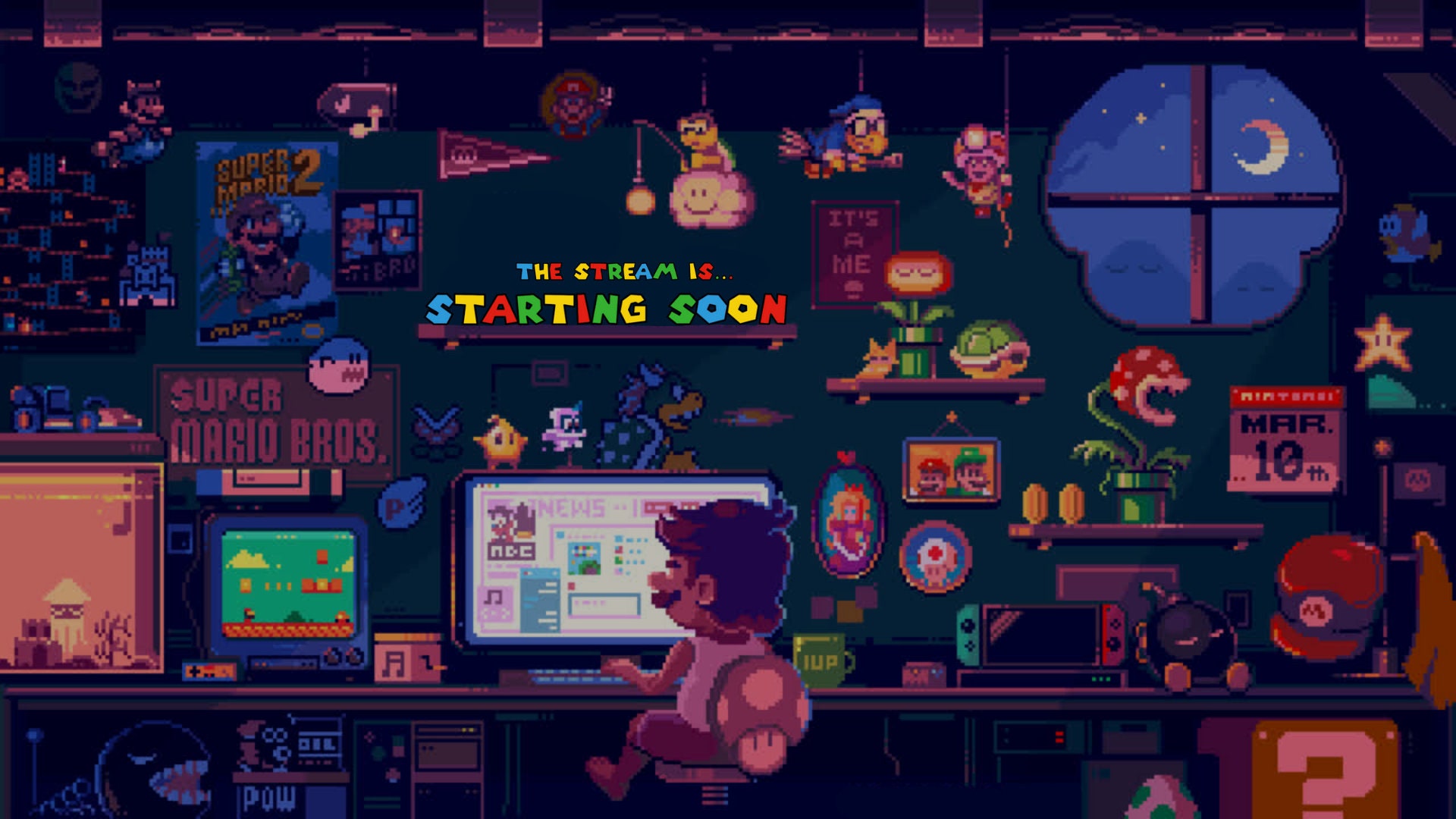 Lofi Fully Animated Super Mario Streaming Overlays *includes 5 Screens ...