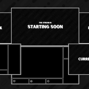 Fully Customizable Minimal Black Streaming Overlays *includes 7 Screens ...