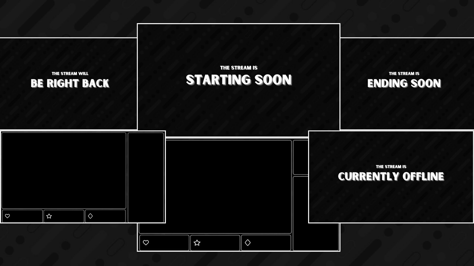 Fully Customizable Minimal Black Streaming Overlays *includes 7 Screens ...
