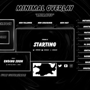 Black and White Stream Overlays Minimal Animated Stream Overlays Twitch ...