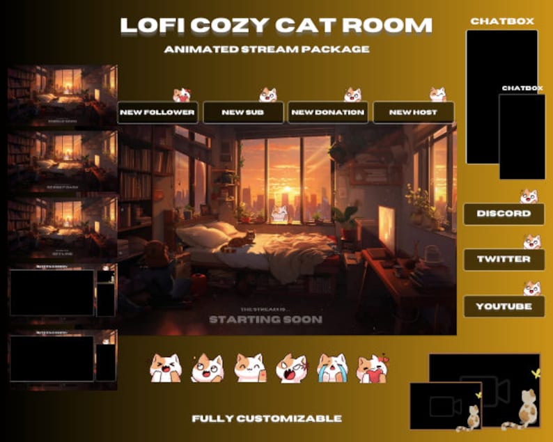 Cute Stream Overlays Animated Stream Overlays Cute Animated Streaming ...