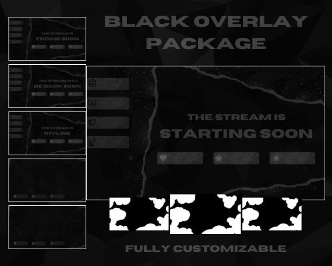 Fully Customizable Minimal Black Streaming Overlays *includes 2 ...