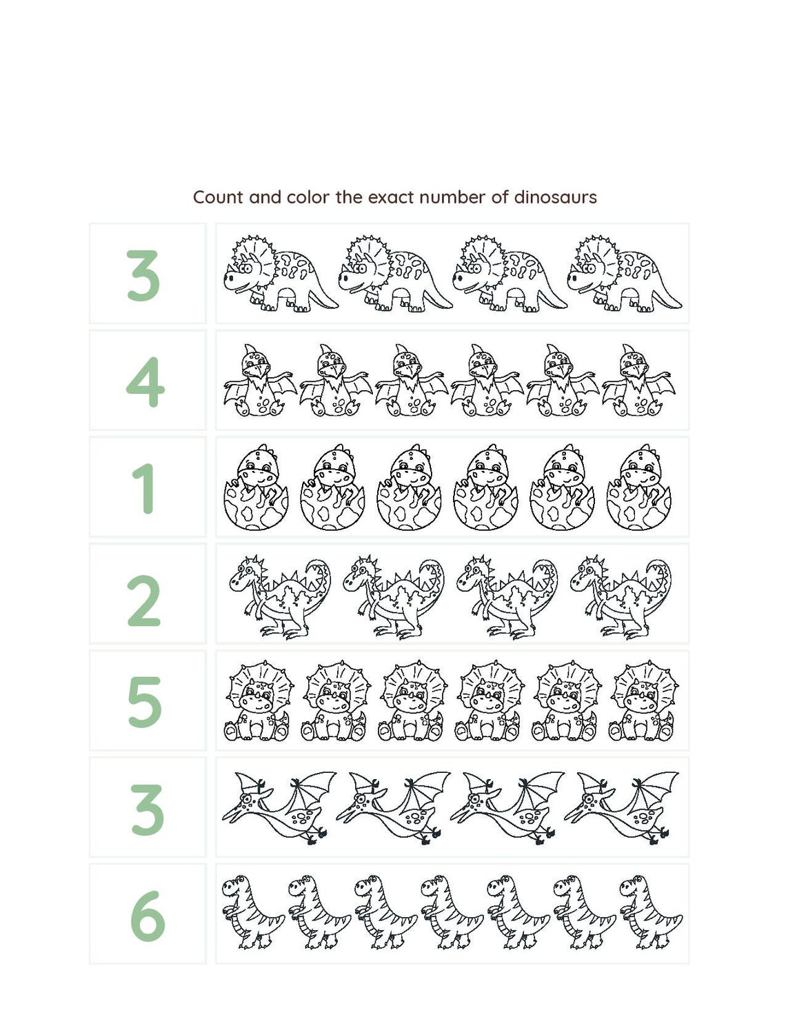 Dinosaur Worksheets - Preschool, Toddler, Kinder - Coloring, Addition ...