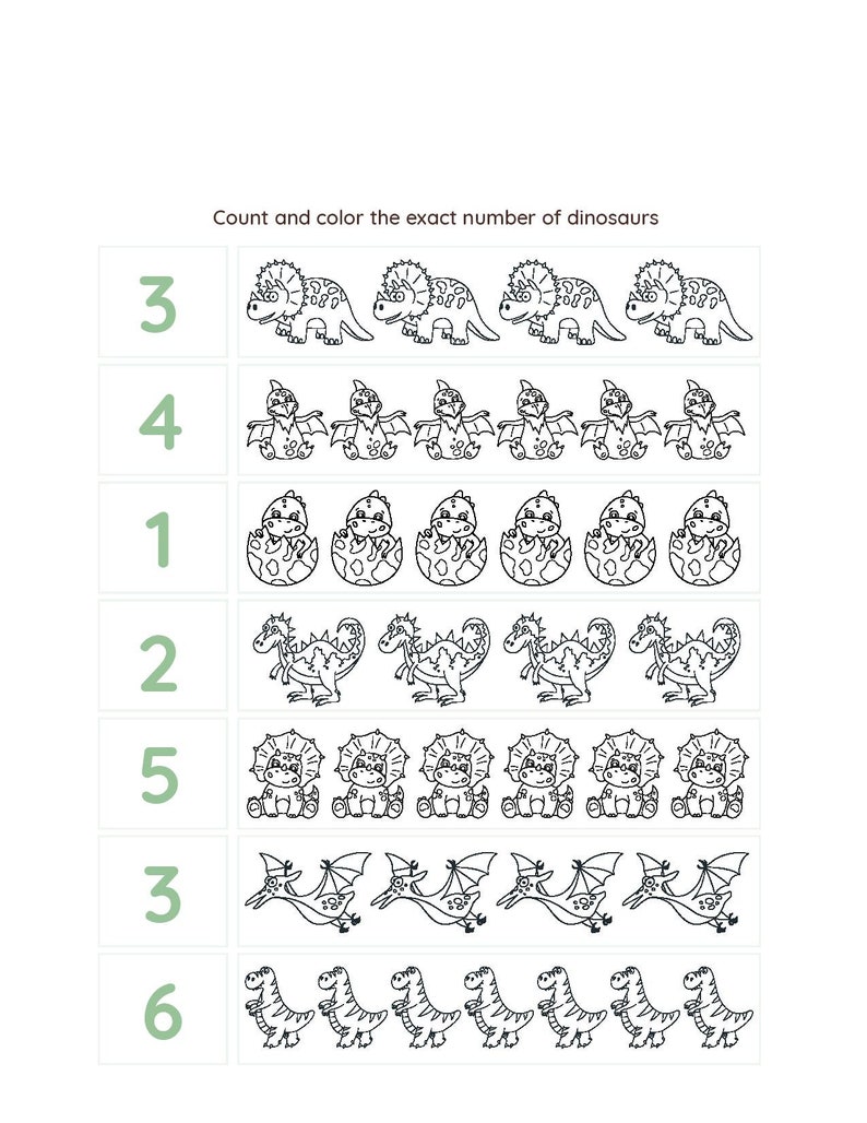 Dinosaur Worksheets - Preschool, Toddler, Kinder - Coloring, Addition ...