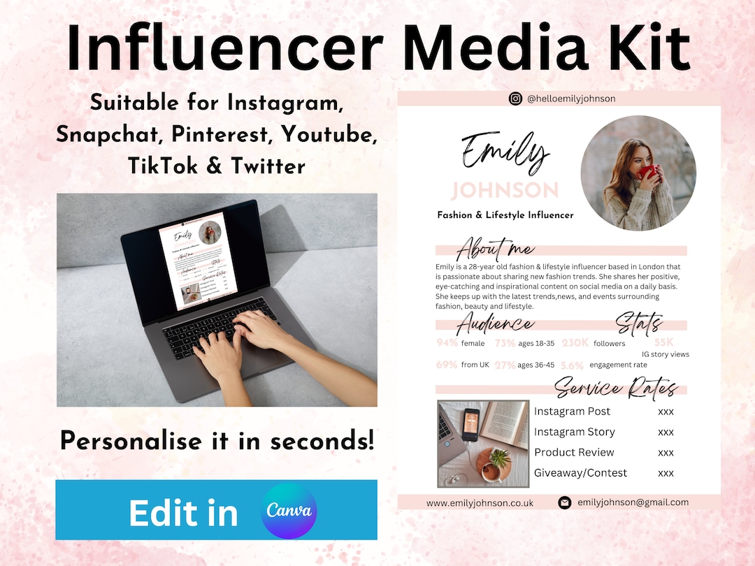 Professional Influencer Media Kit | Influencer Media Kit Canva | Canva ...