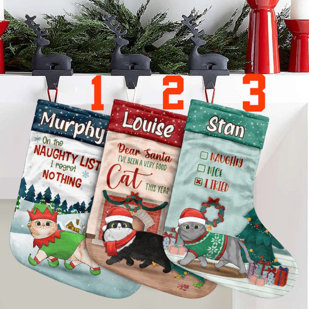 Personalized Cat Christmas Stockings Cat Christmas Stocking - Etsy