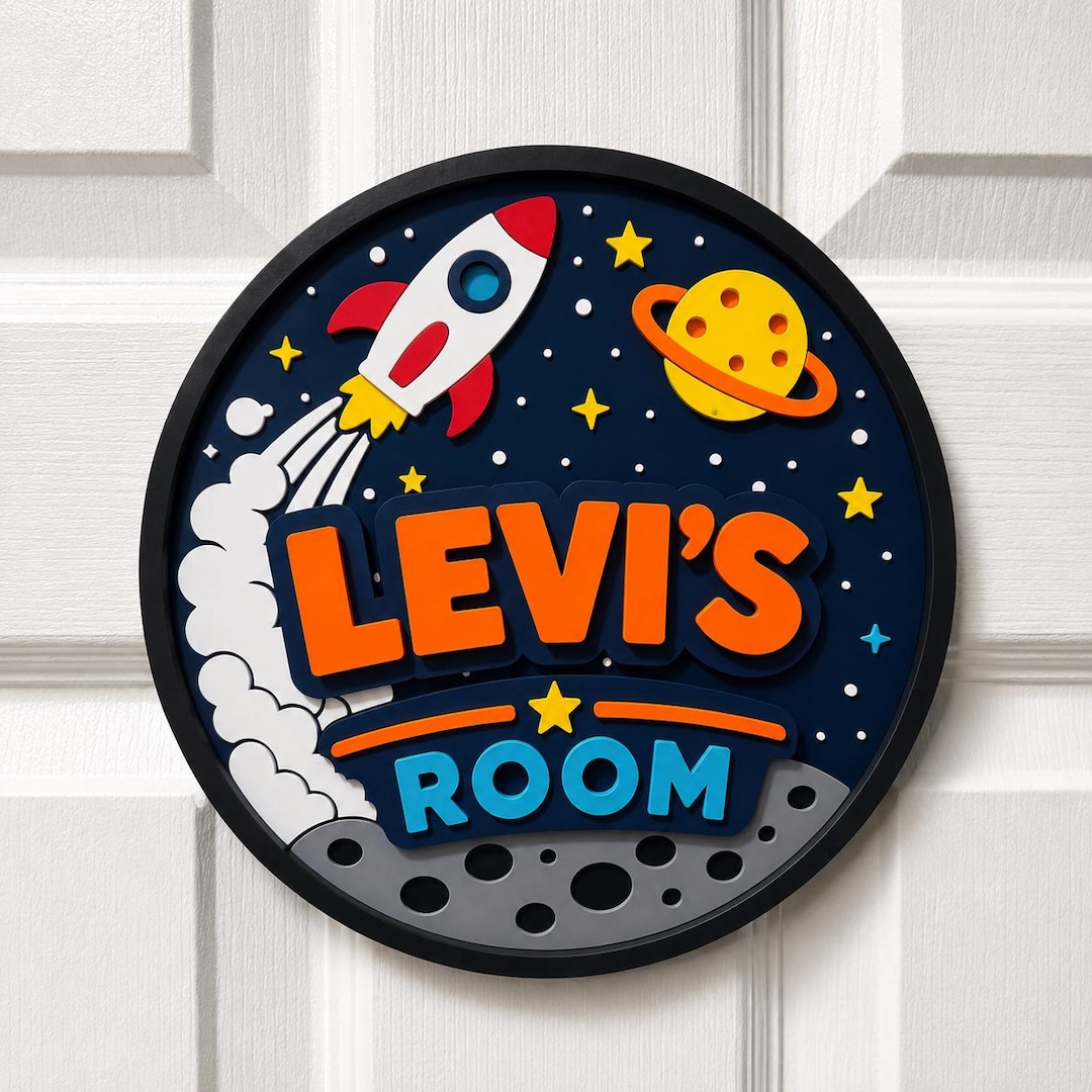 Personalized Space Name Sign | 3D Printed Kids Door Sign | Custom ...