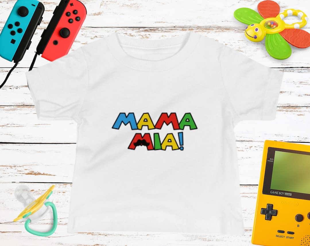Mama Mia! - Mario Themed Baby Tee - Jersey Short Sleeve Tee Shirt ...