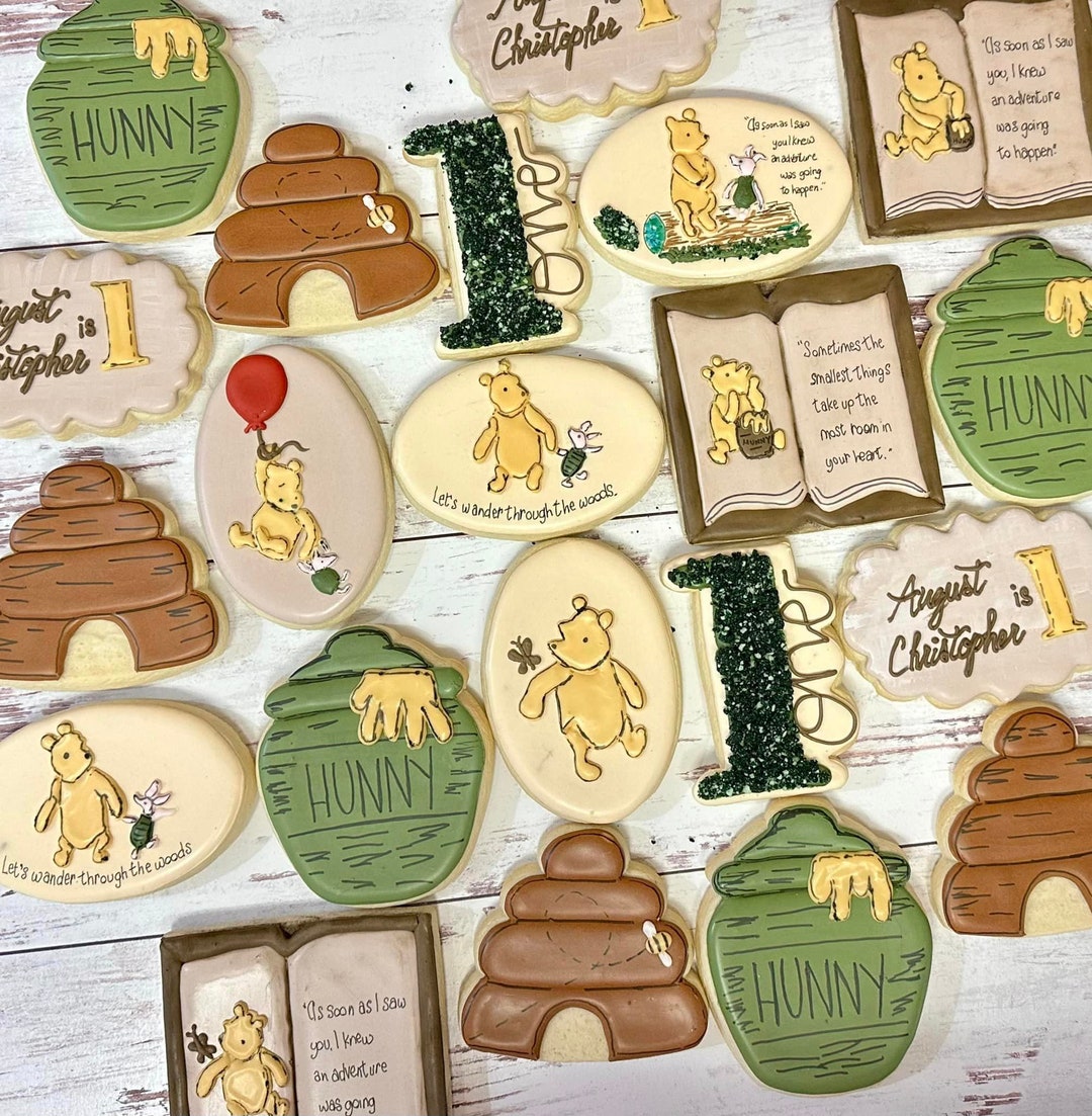 Winnie the Pooh Cookies, Baby Shower Cookies, First Birthday Cookies ...