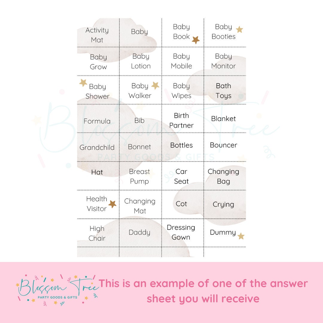 Teddy Bear Baby Shower Bingo Game | up to 40 Players | Instant Download ...