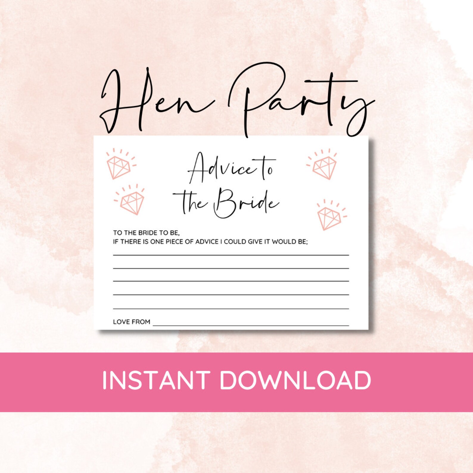 Hen Party Advice to the Bride Card | Hen Do Hen Weekend Game | Instant ...