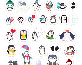 40 Cute Penguin Digital Sticker Pack Baby Emperor Penguin - Etsy
