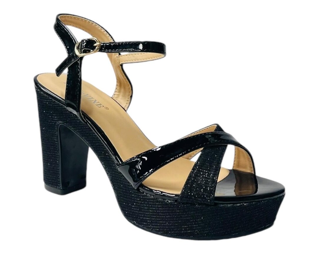 Glitter Block Heel Platform Shoes - Etsy