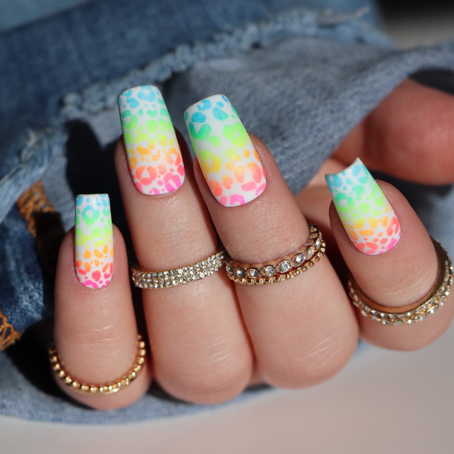 Colorful Cheetah Print Nails