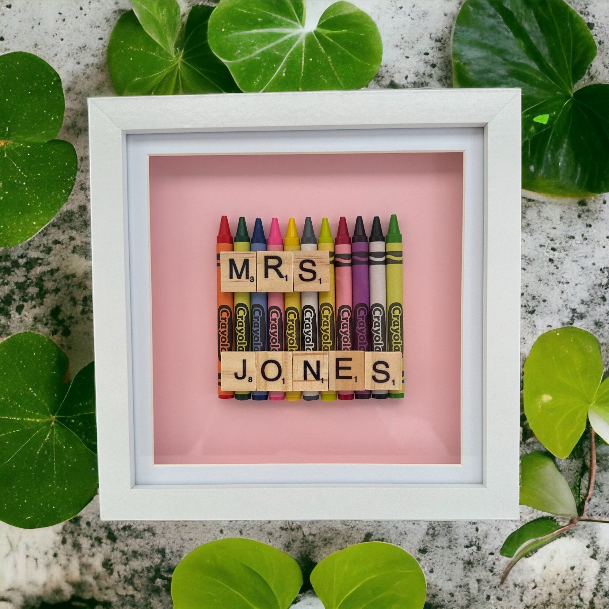 Personalised Thank You Teacher Shadow Frame, Crayon Gift, Nursery ...