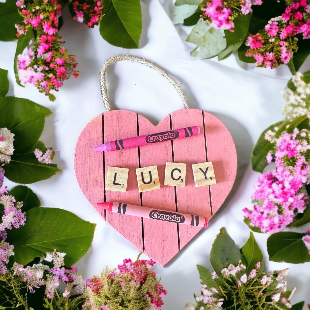 Kids Name Sign, Door Sign, Cute Baby Name Personalised Hang, Crayon ...