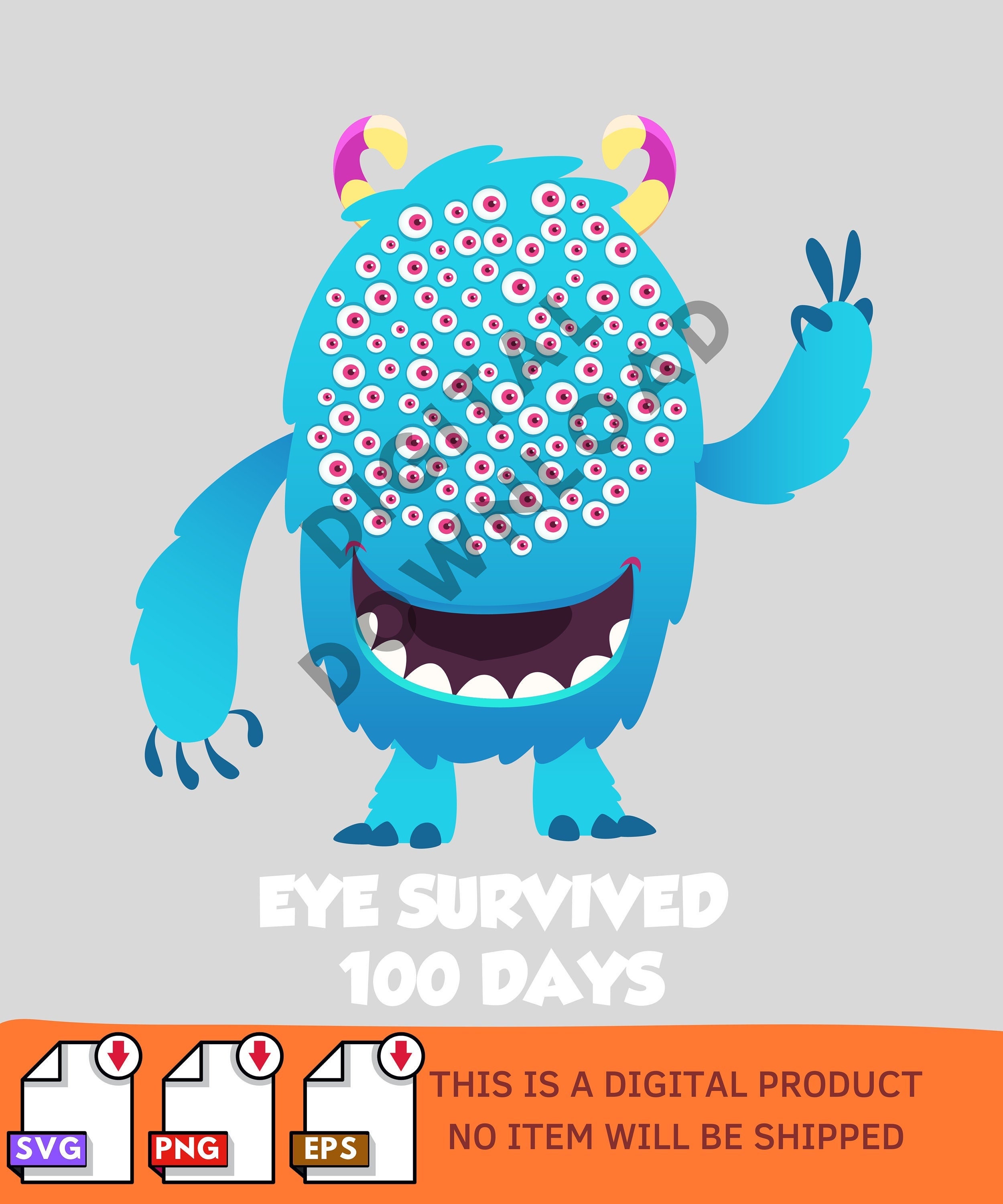 Eye Survived 100 Days of School Svg Png Instant Download Googly Eyes - Etsy